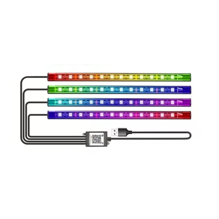 Lumini Ambientale Auto Kit interior cu 12 LED-uri RGB cu Conectare prin ...