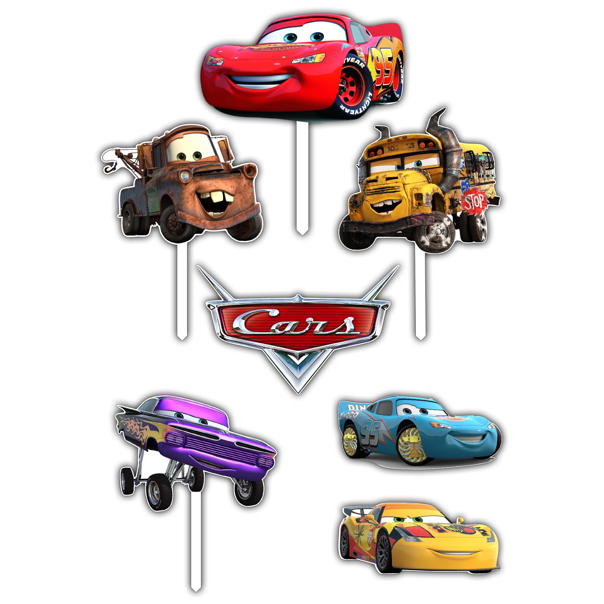 Set 7 figurine tort, Cars, Fulger McQueen, Bloom Atelier, Placaj MDF ...