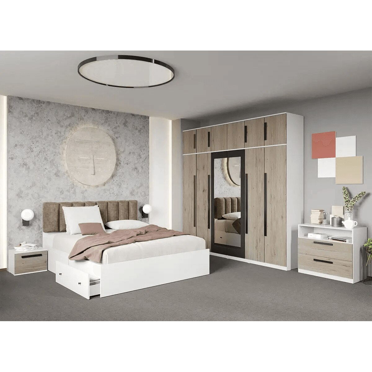 Set dormitor, Dallas, San Remo, C41, Dulap, Comoda, Pat 160x200 ...