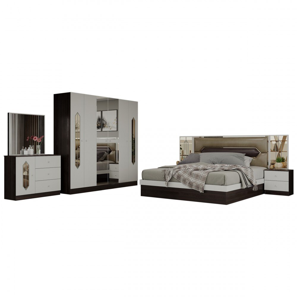 Dormitor MDF Anca 1, 213x54 x205cm, alb - eMAG.ro