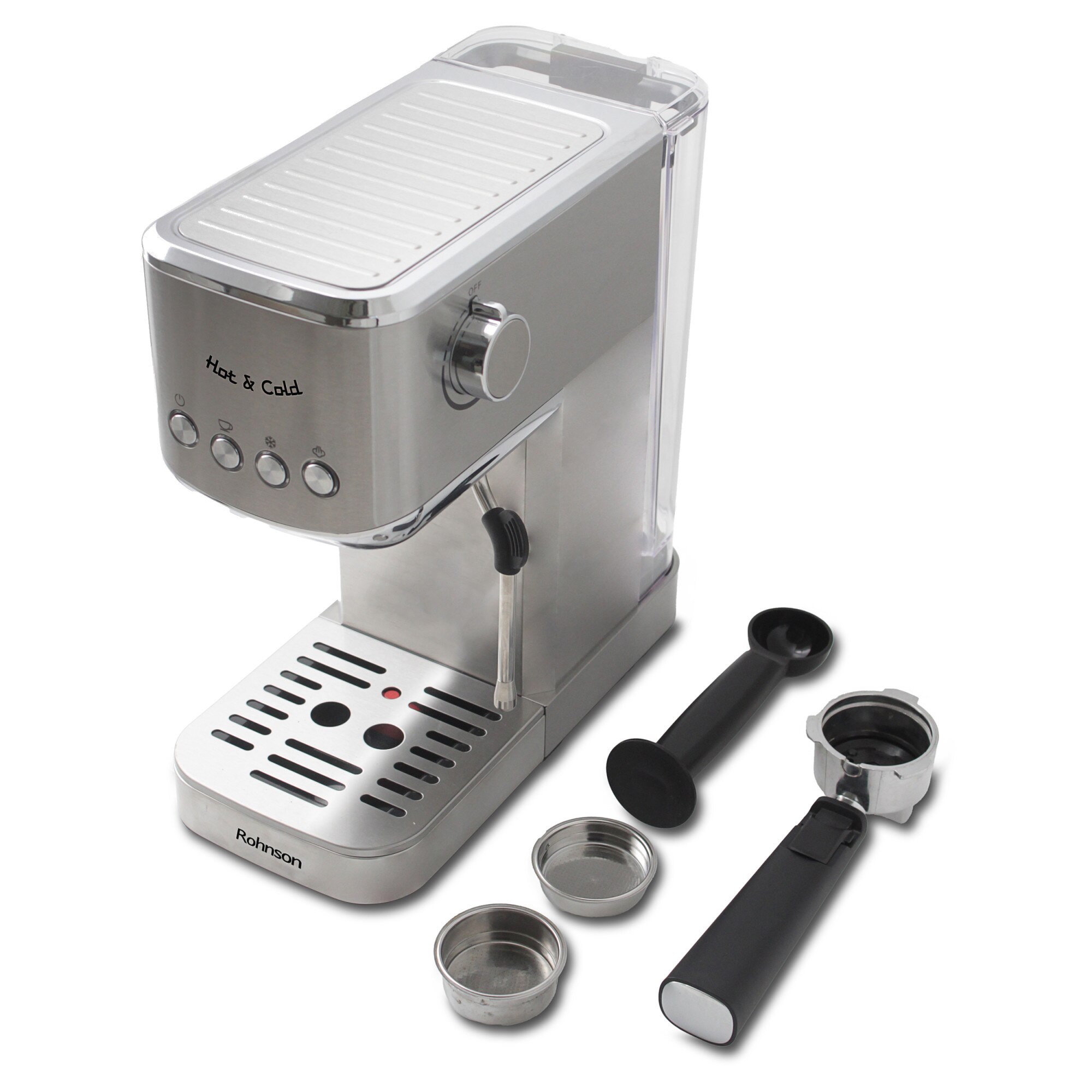 Espressor manual slim, Rohnson R98013 Hot & Cold, 20 bari, 1.350W, 1, 2 ...