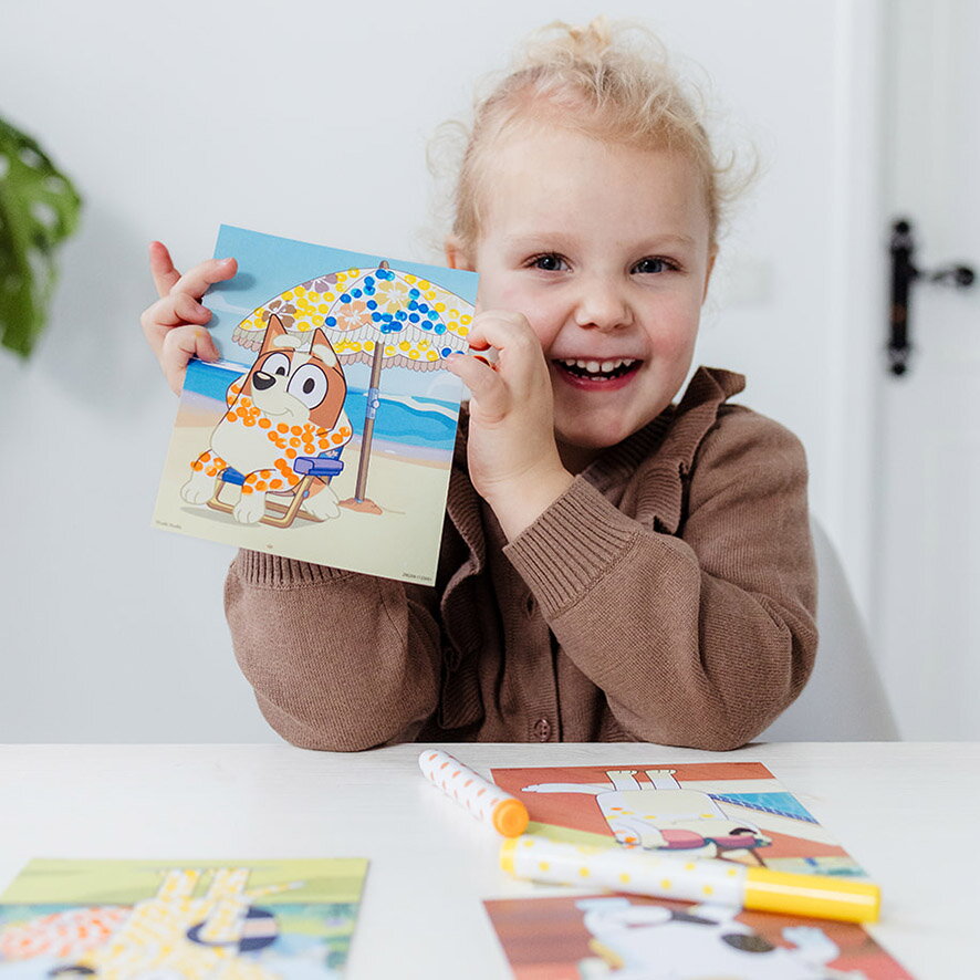 Set creativ cu markere rotunde si planse de colorat, Totum, Bluey - eMAG.ro