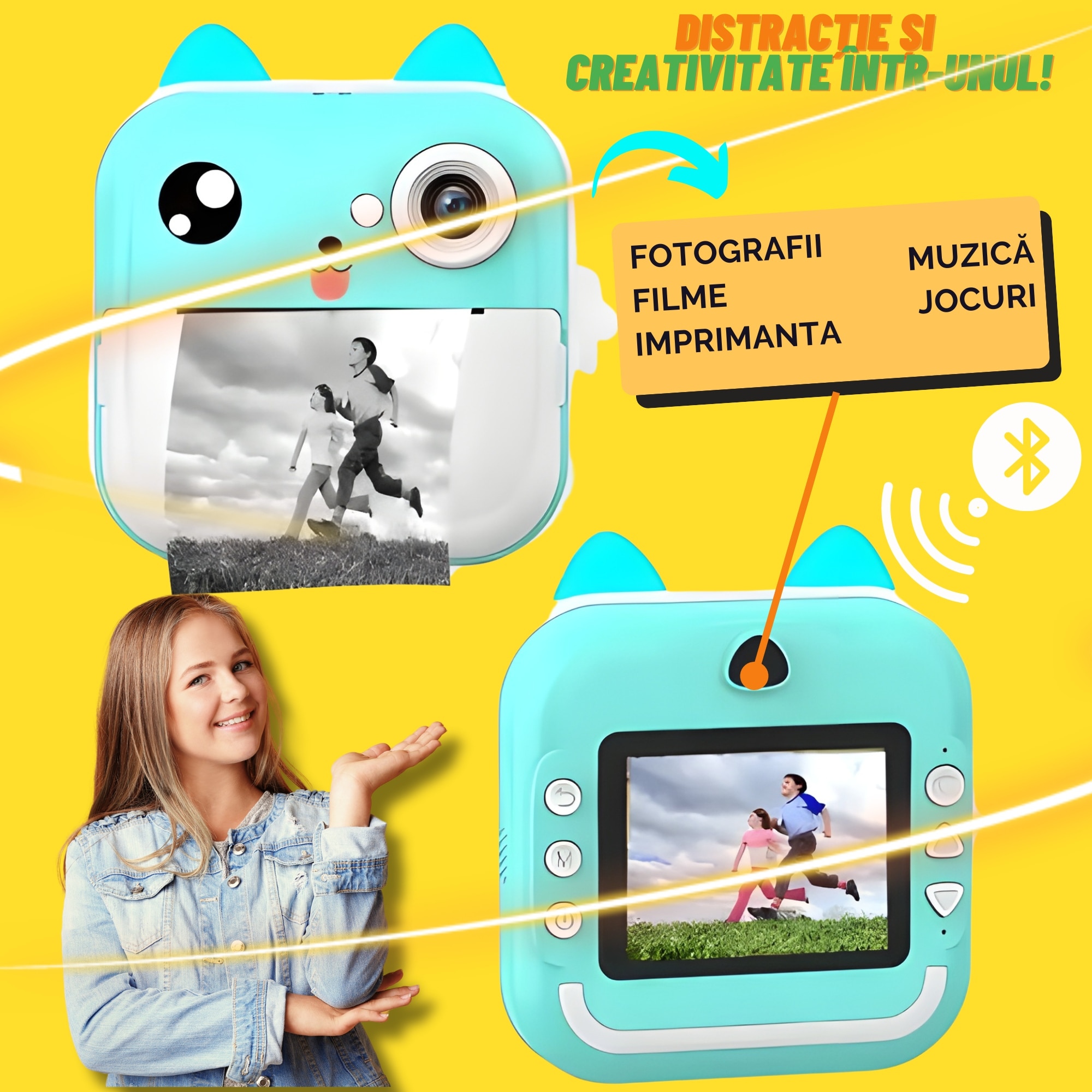Aparat Foto Instant Copii GALAXIA®, 48px, destinata copiilor, filme ...
