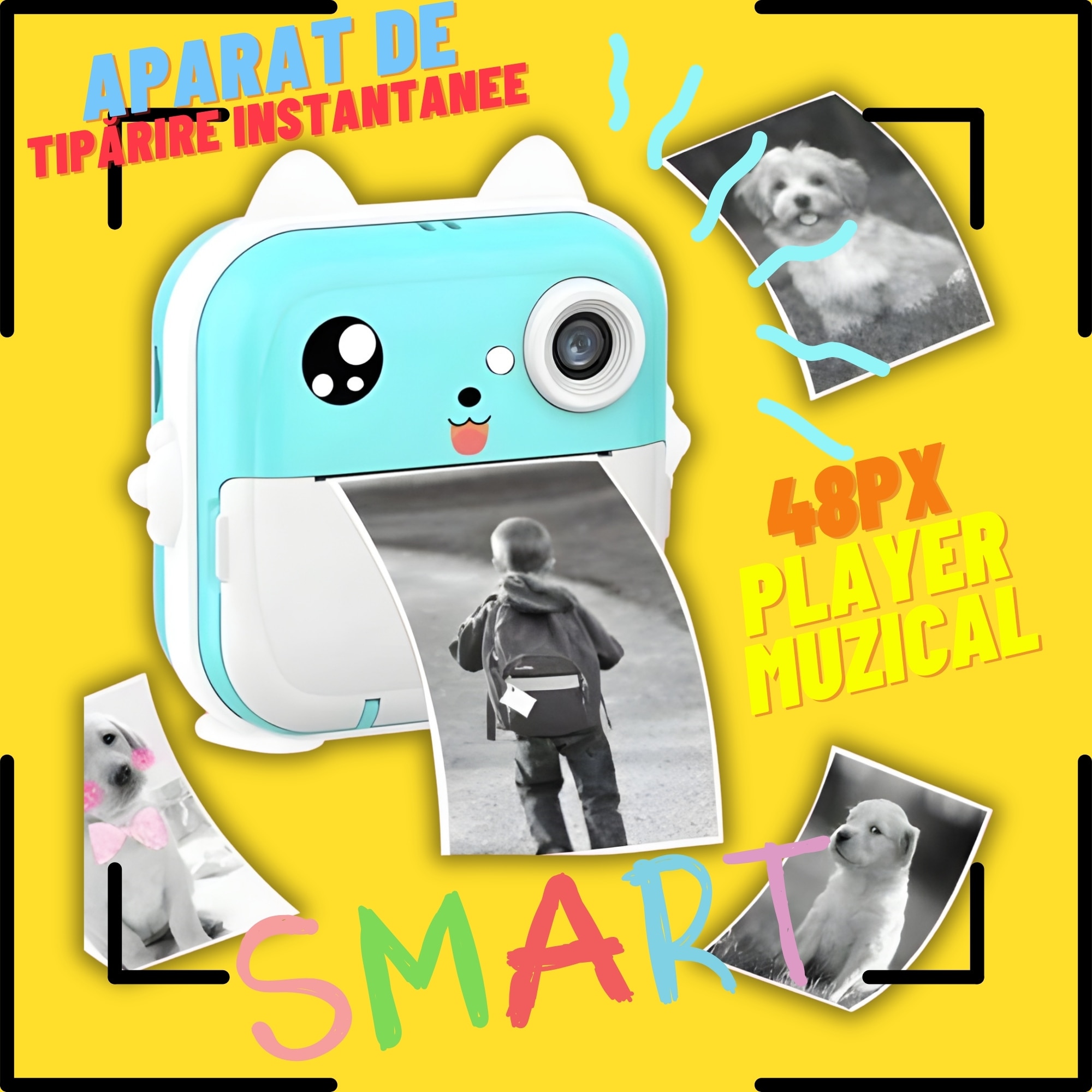 Aparat Foto Instant Copii GALAXIA®, 48px, destinata copiilor, filme ...
