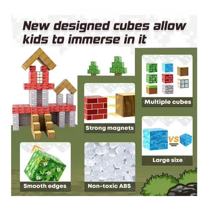 Set de constructie magnetic, Intra in lumea MINECRAFT, 128 piese - eMAG.ro