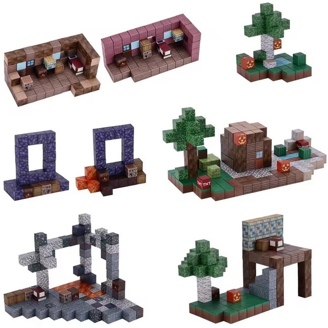 Set de constructie magnetic, Intra in lumea MINECRAFT, 128 piese - eMAG.ro