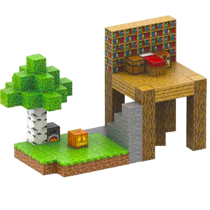 Set de constructie magnetic, Intra in lumea MINECRAFT, 128 piese - eMAG.ro