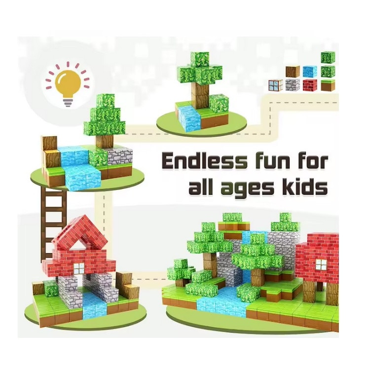 Set de constructie magnetic, Intra in lumea MINECRAFT, 128 piese - eMAG.ro