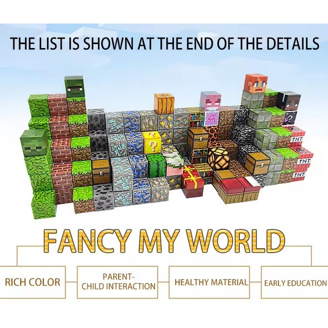 Set de constructie magnetic, Intra in lumea MINECRAFT, 128 piese - eMAG.ro