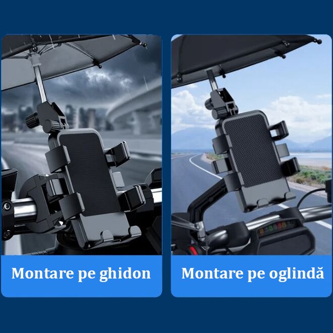 Suport telefon Bicicleta/Moto cu Umbrela, Montare pe ghidon, Protectie ...