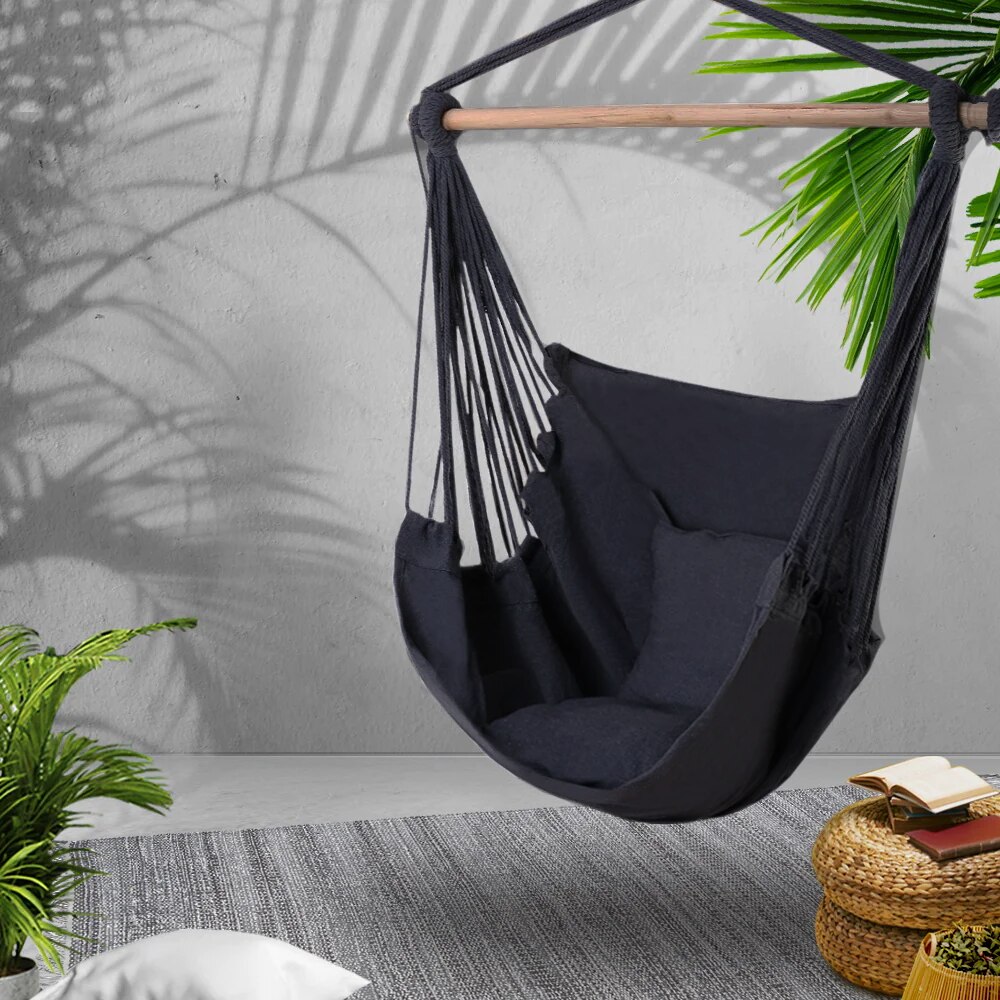 Hamac tip scaun suspendat cu 2 perne MAR, Pana la 120kg Negru - eMAG.ro