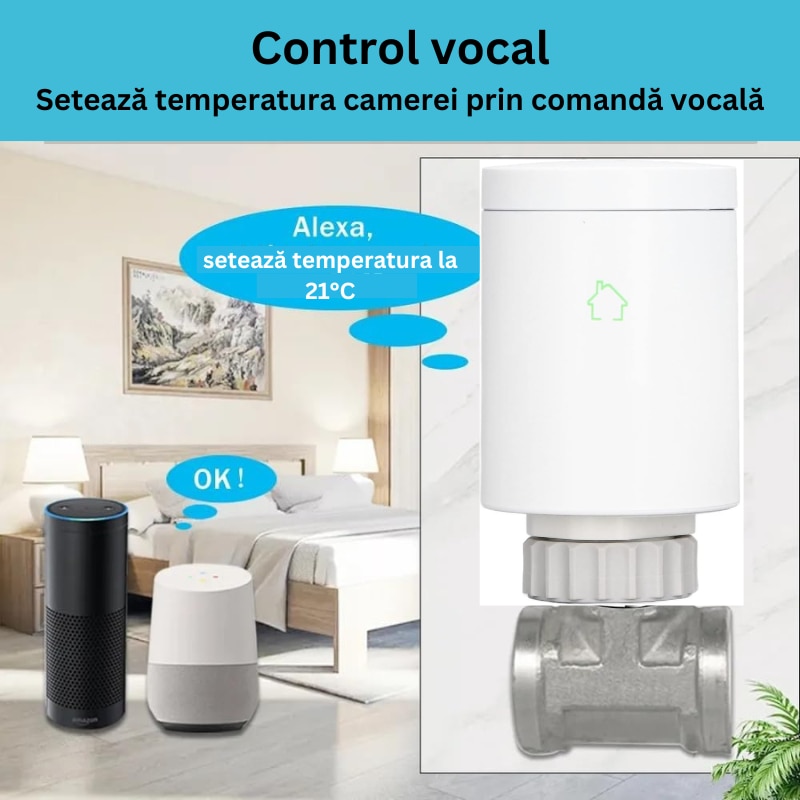 Repartitor caldura inteligent cu termostat, programabil 5+2, Control ...