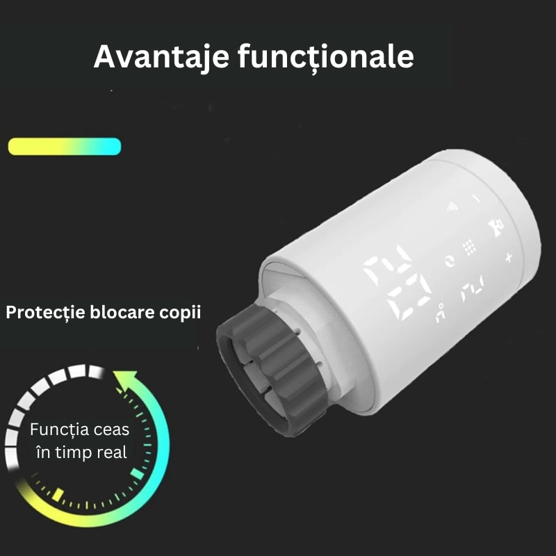 Repartitor caldura inteligent cu termostat, programabil 5+2, Control ...