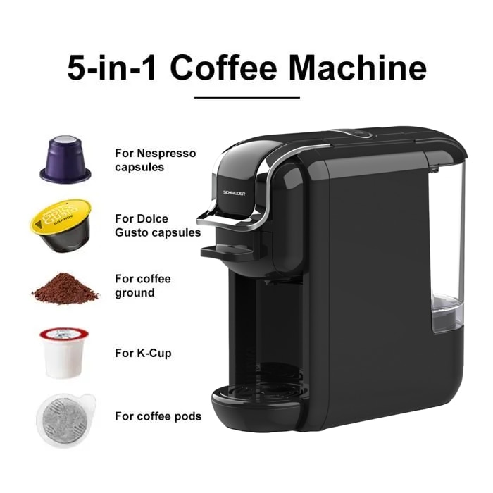 Espressor automat 5 in 1 Schneider, 19 bar, 0.6 litri, compatibil cu ...