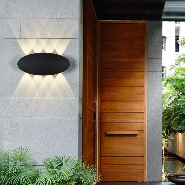 Aplica led 8W ovala de exterior RAMAX® pentru iluminat fatada, Aluminiu ...