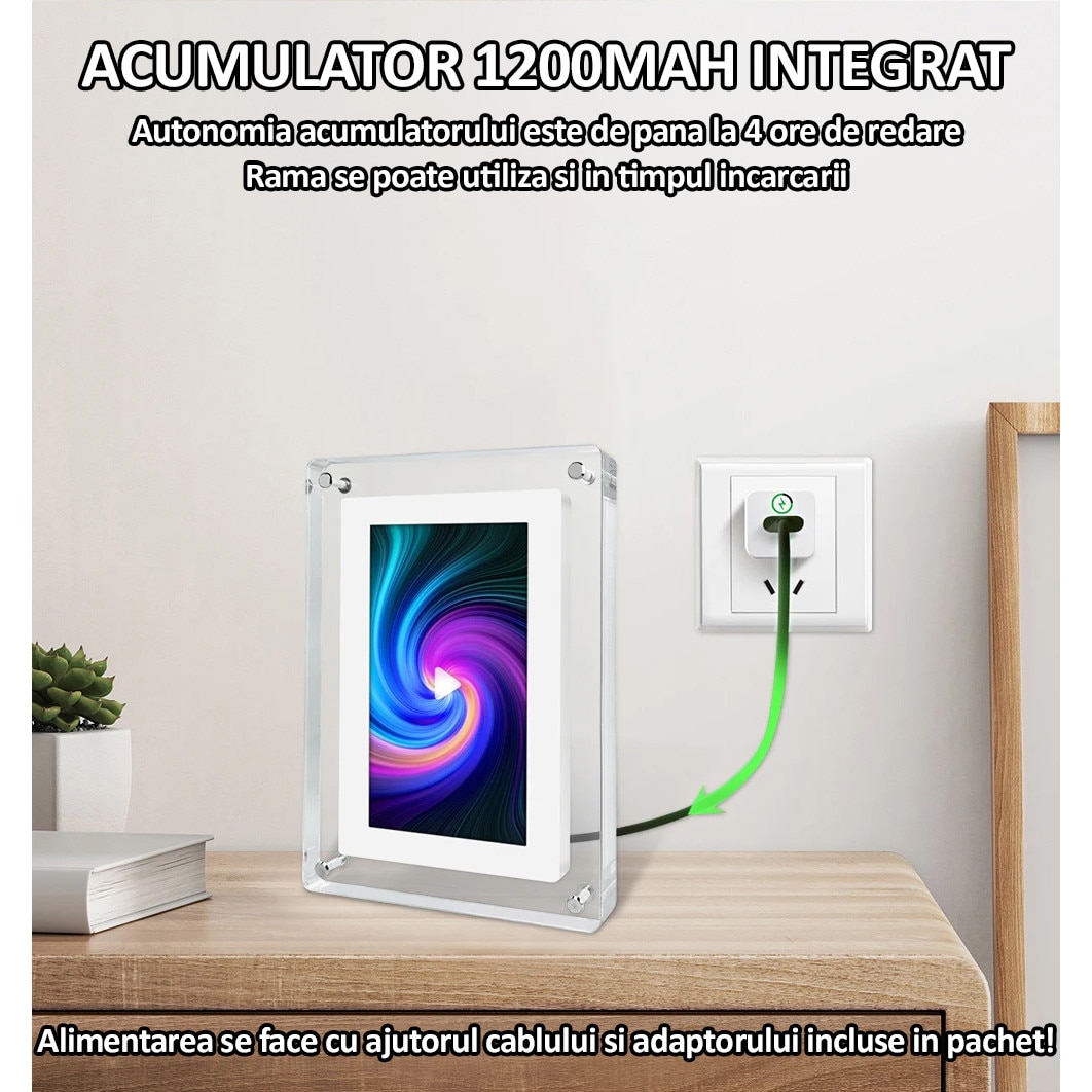 Rama foto video digitala, NEXTLY, ecran IPS 5 INCH 854x480, rezolutie ...