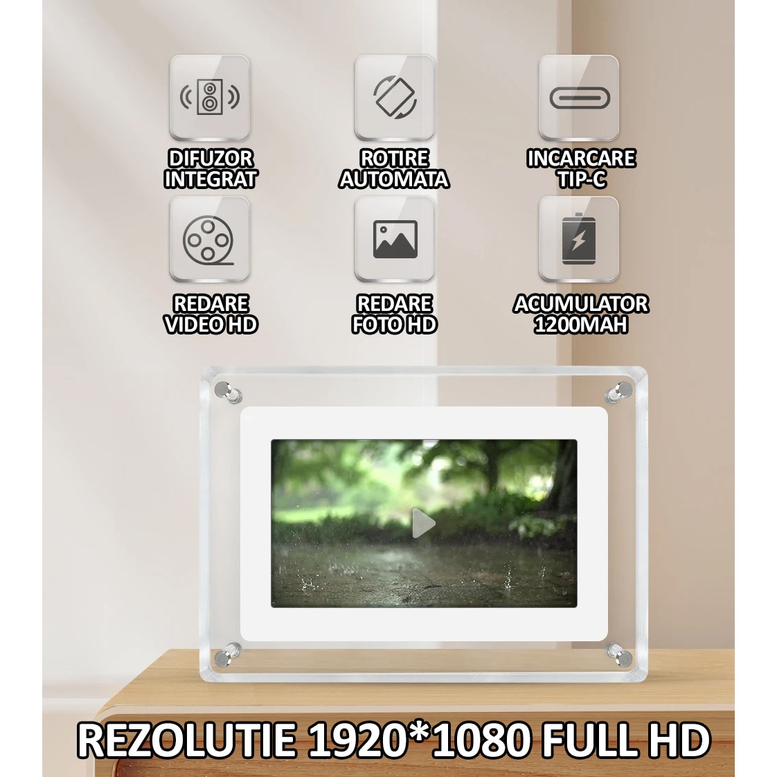 Rama foto video digitala, NEXTLY, ecran IPS 5 INCH 854x480, rezolutie ...
