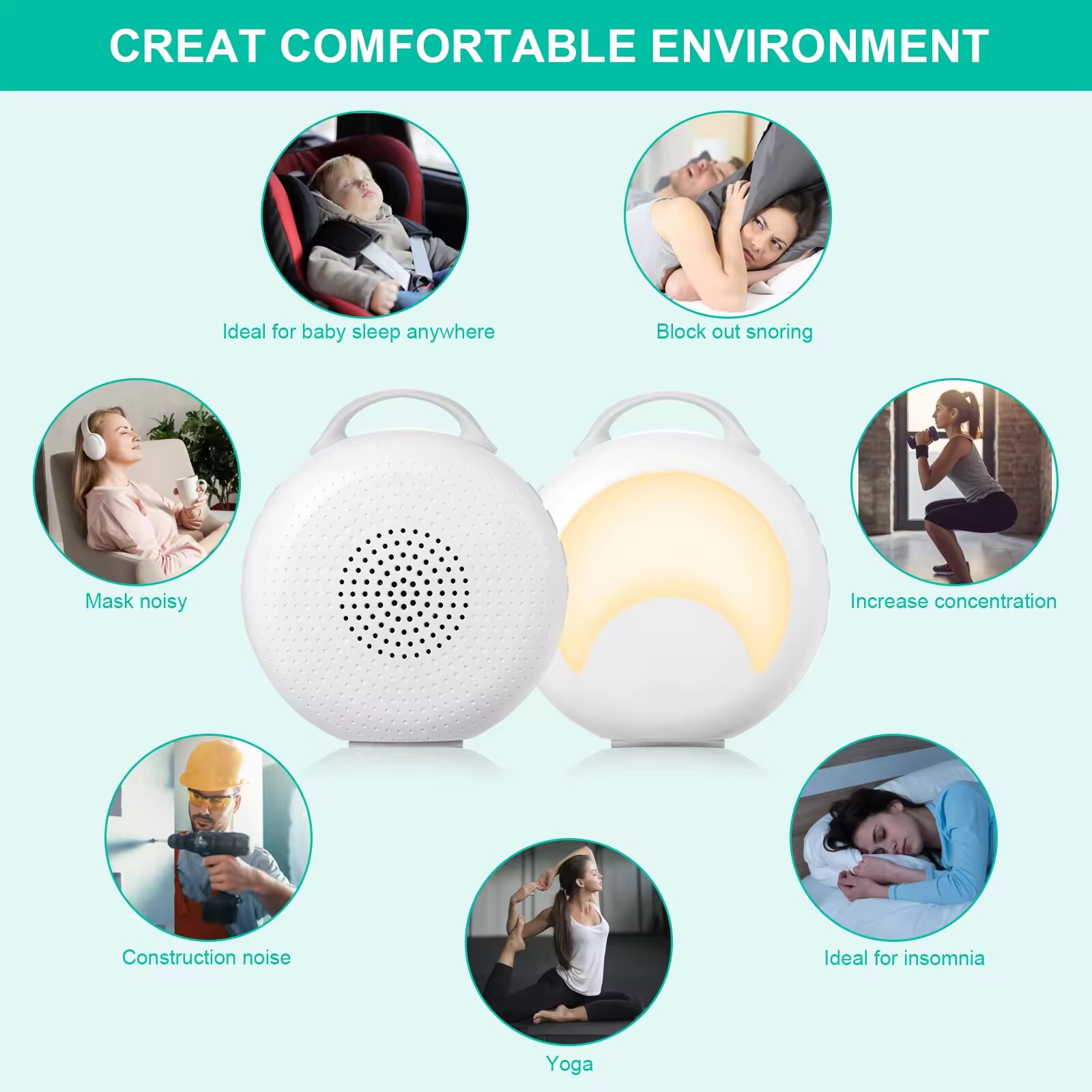 Dispozitiv Sunete Albe Pentru Bebelusi Si Adulti, Portabil, Autonomie ...