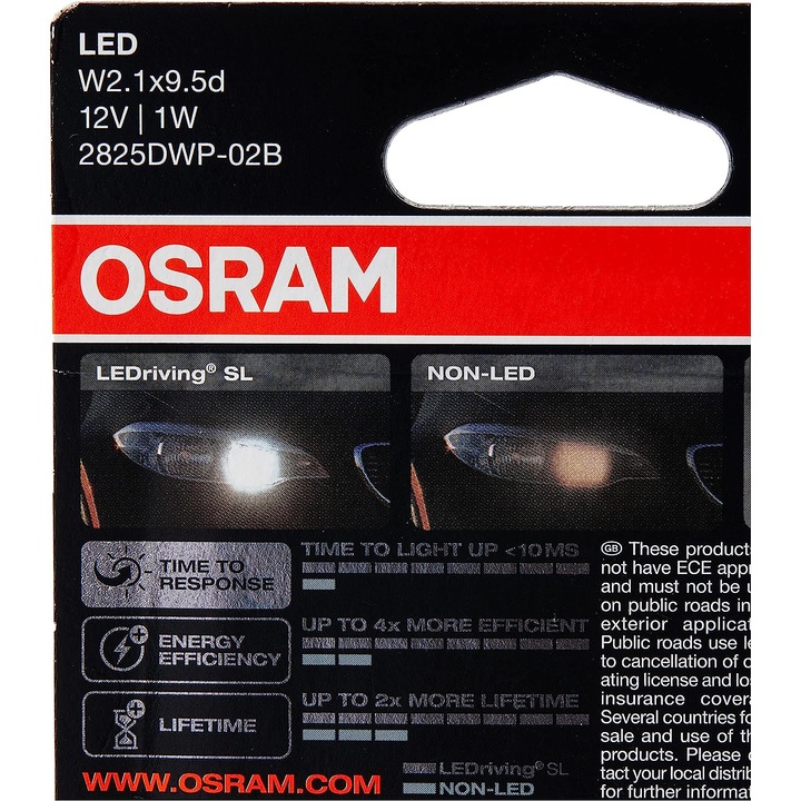Set 2 becuri LED de pozitie auto Osram LEDriving SL 6000k alb rece W5W ...
