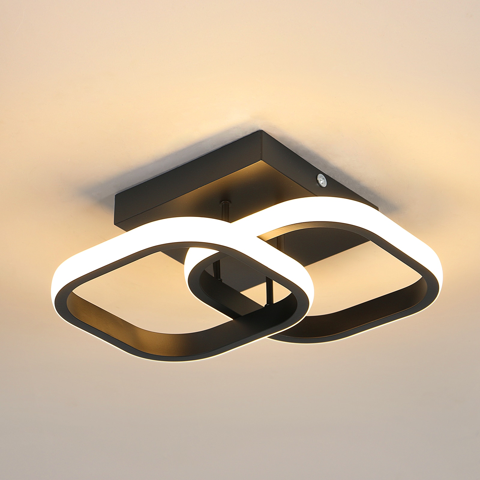 Lustra LED, Goeco, Acril/Metal, Model patrate, 19 W, Lumina calda ...