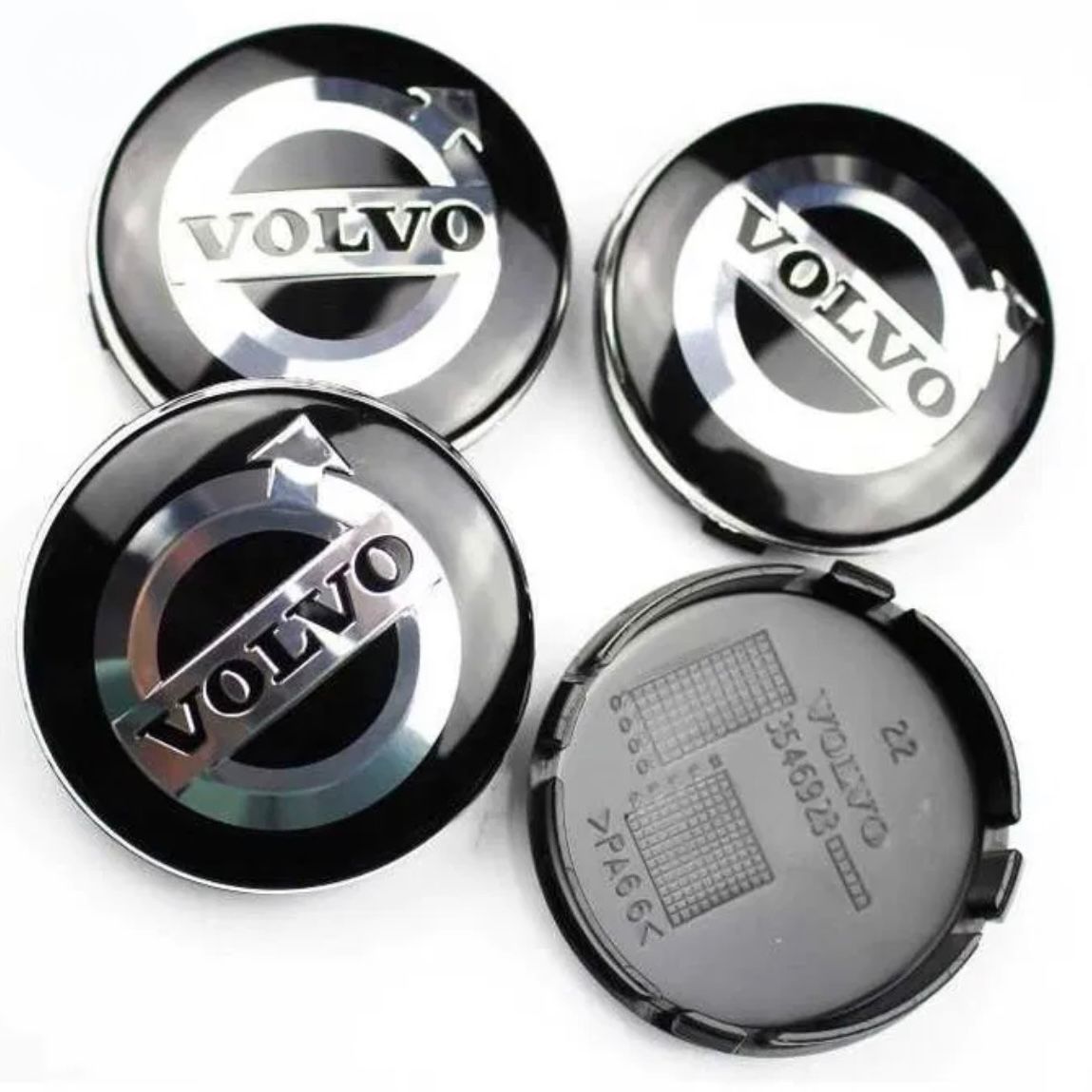 Set 4 capacele roti 64mm argintiu+negru, pentru jante aliaj Volvo - eMAG.ro