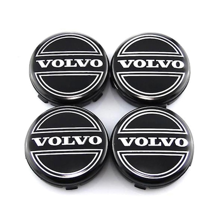 Set 4 capacele roti 64mm negru+argintiu, pentru jante aliaj Volvo - eMAG.ro