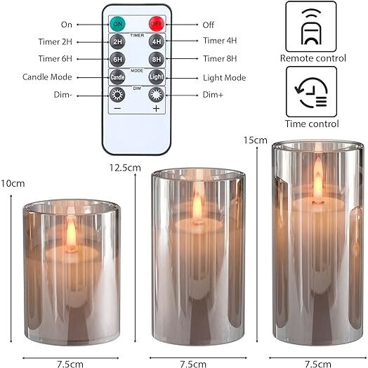 Set 3 lumanari LED care palpaie fara flacara cu statie de incarcare si ...
