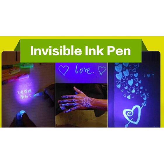 Pix cu cerneala invizibila si lanterna UV, Rosu - eMAG.ro