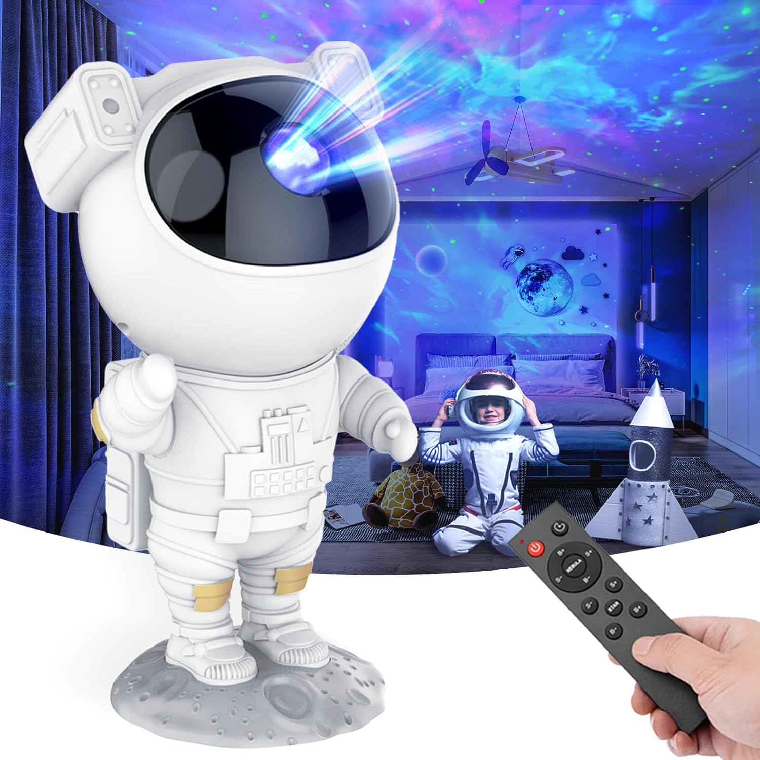 Lampa led pentru copii cu proiector, astronaut - eMAG.ro