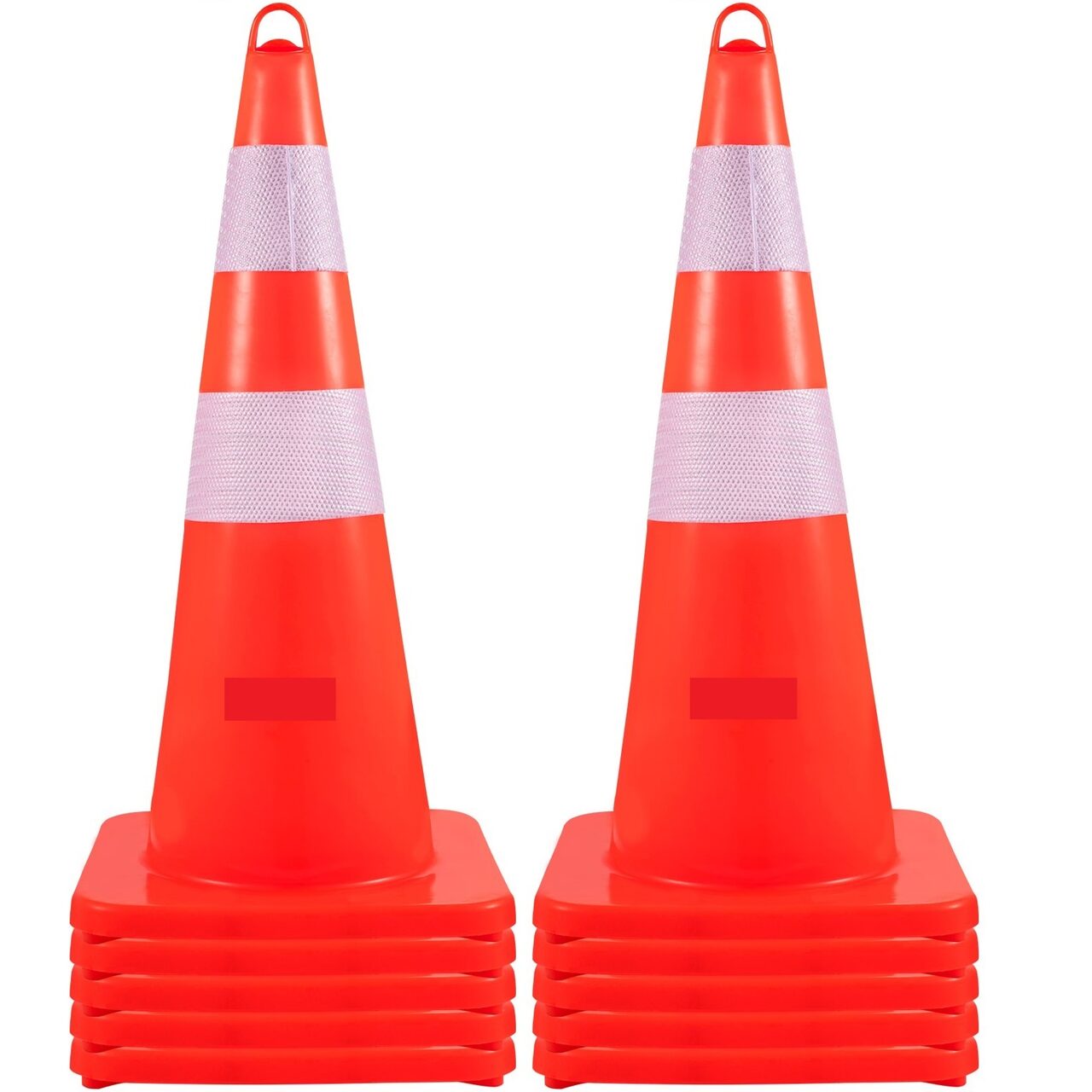 Set 10 conuri rutiere de avertizare, PVC, Inaltime 73 cm ...