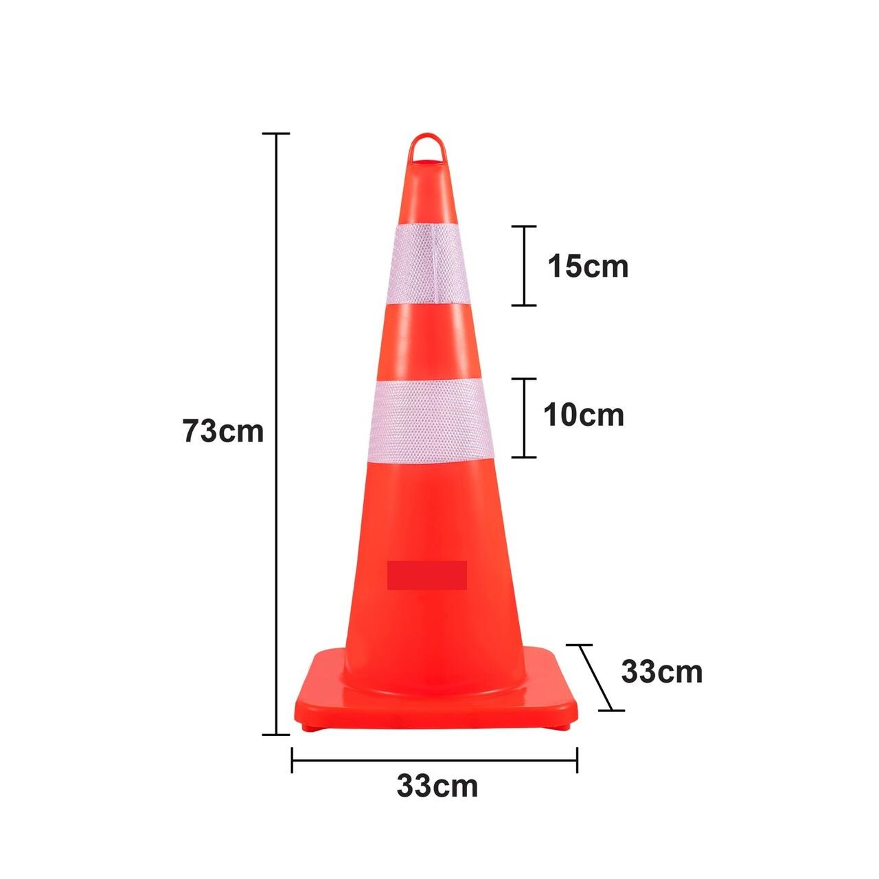 Set 10 conuri rutiere de avertizare, PVC, Inaltime 73 cm ...