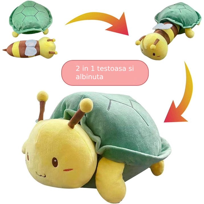 Jucarie de plus Malvys®, Testoasa Bee 2 in 1, Verde/Galben, 40 cm - eMAG.ro
