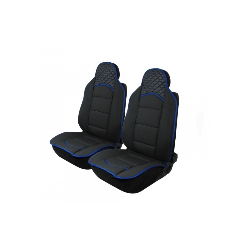 Huse auto premium pentru scaunele din fata, 2buc, Negru+Albastru - eMAG.ro