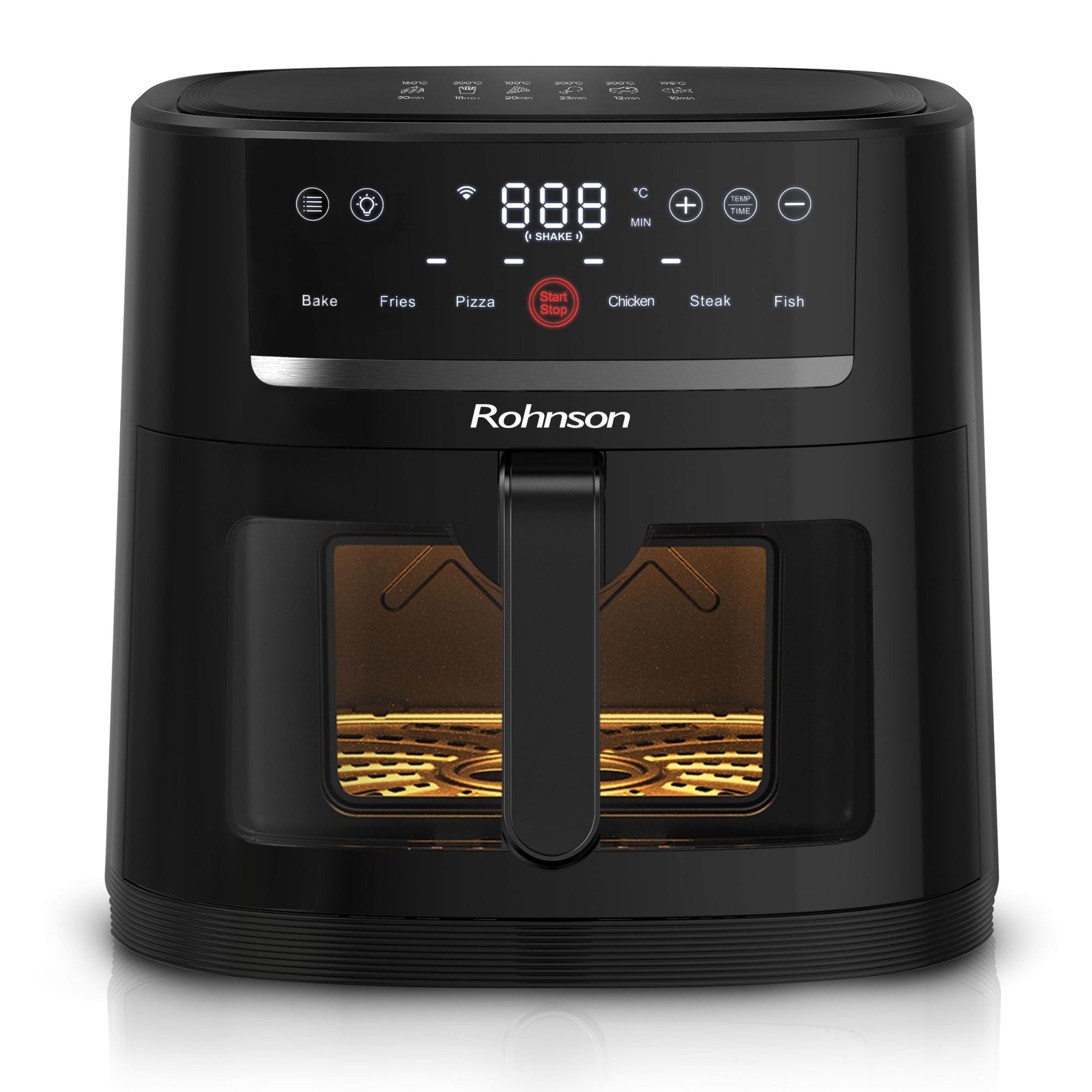 Friteuza cu aer cald Rohnson R2804, 6L, 1500W, timer 1h, 80-200 °C, Panou tactil digital LED, 6 ...