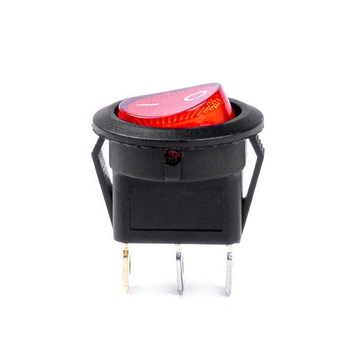 Intrerupator rotund 12V cu fundal iluminat, negru cu rosu - eMAG.ro