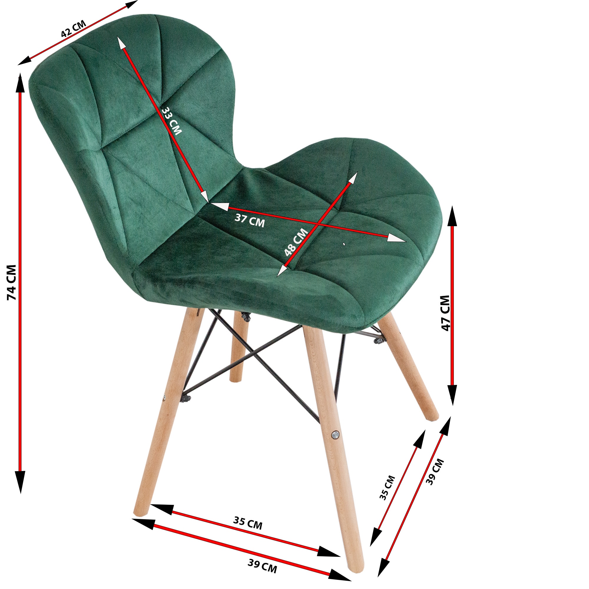 Scaun DENVER Oslo, catifea verde, model scandinav, sezut tip scoica ...