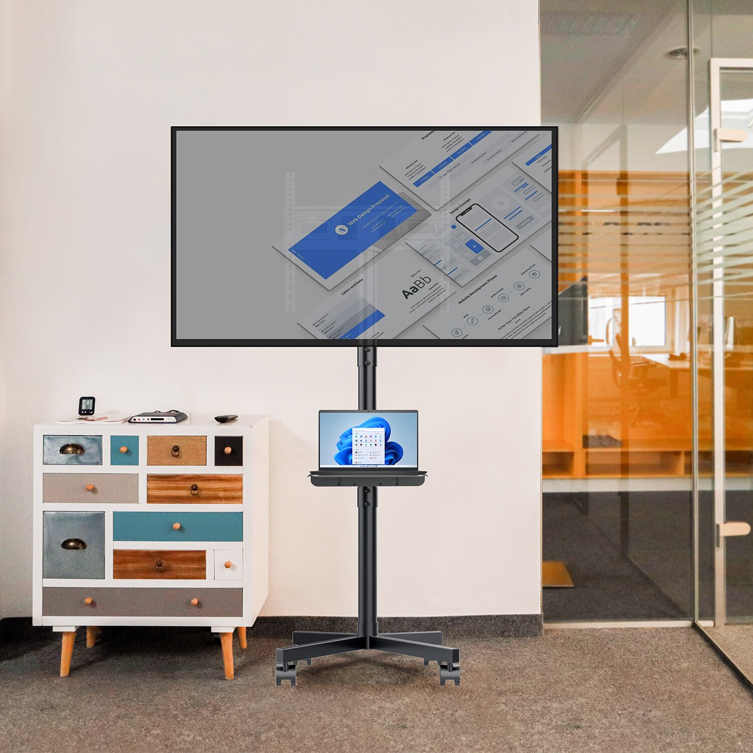 Suport TV cu roti MC-949, 32-55", 25 kg, negru - eMAG.ro