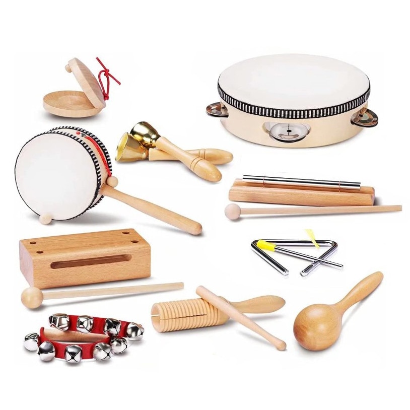 Set de instrumente muzicale pentru copii pentru copii 11, din lemn ...