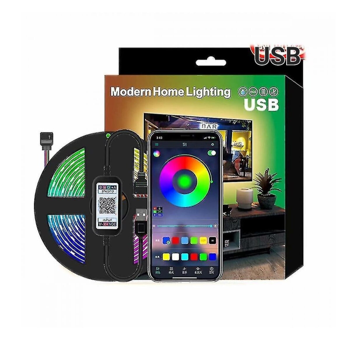 Banda LED RGB TRIP™ 5 metri, Interior IP20, 60 leduri/m 5050 RGB ...