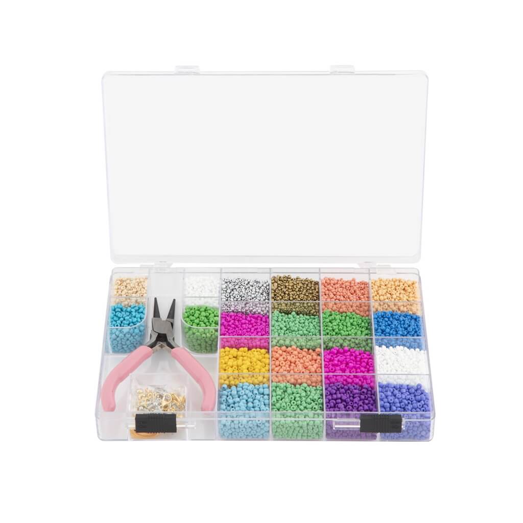 Set margele 20 culori cu cleste si accesorii CrafID - eMAG.ro