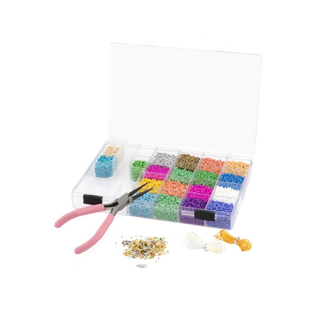 Set margele 20 culori cu cleste si accesorii CrafID - eMAG.ro