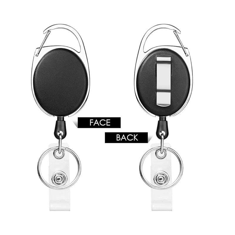 Breloc retractabil, carabinier cu mulina retractabila cu cablu de otel ...