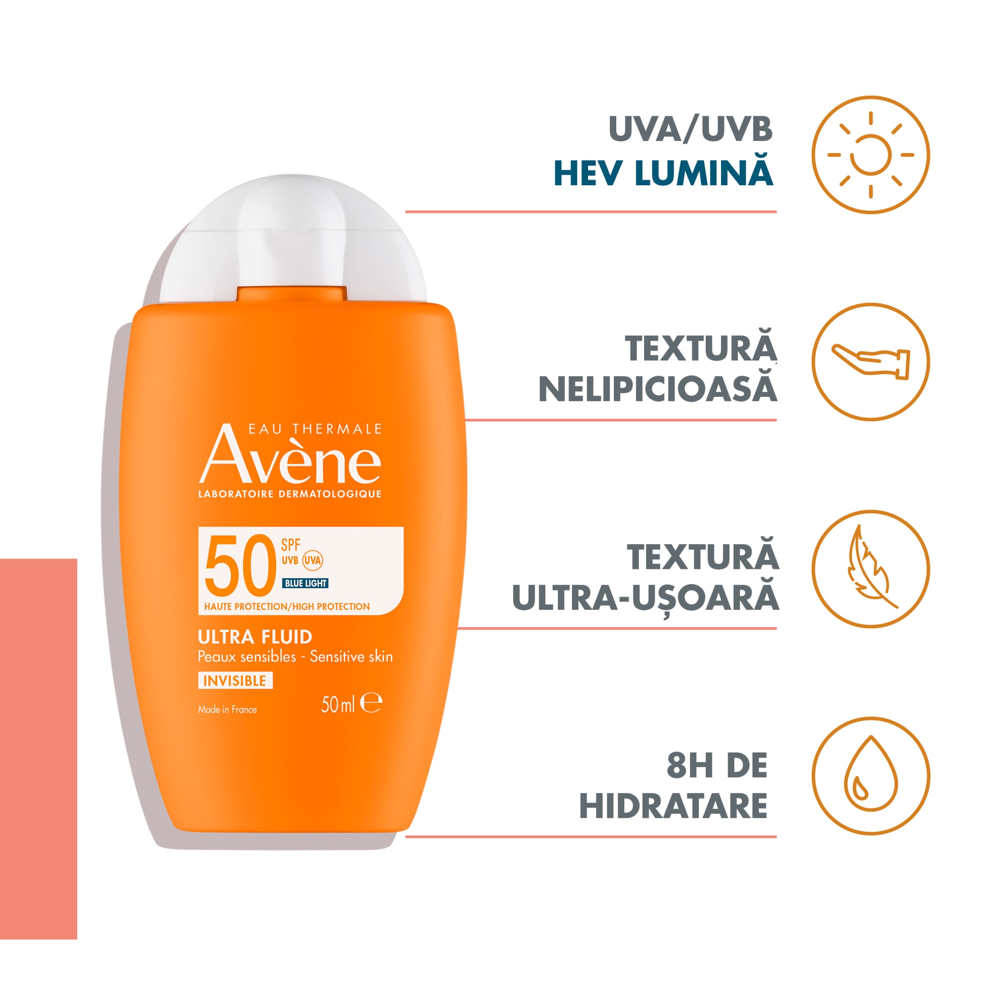 Ultra Fluid cu protectie solara Avene SPF 50+ TRIASORB, pentru piele ...