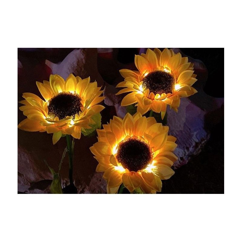 Lampa solara LED Floarea Soarelui cu 3 flori si inaltime de 70 cm ...