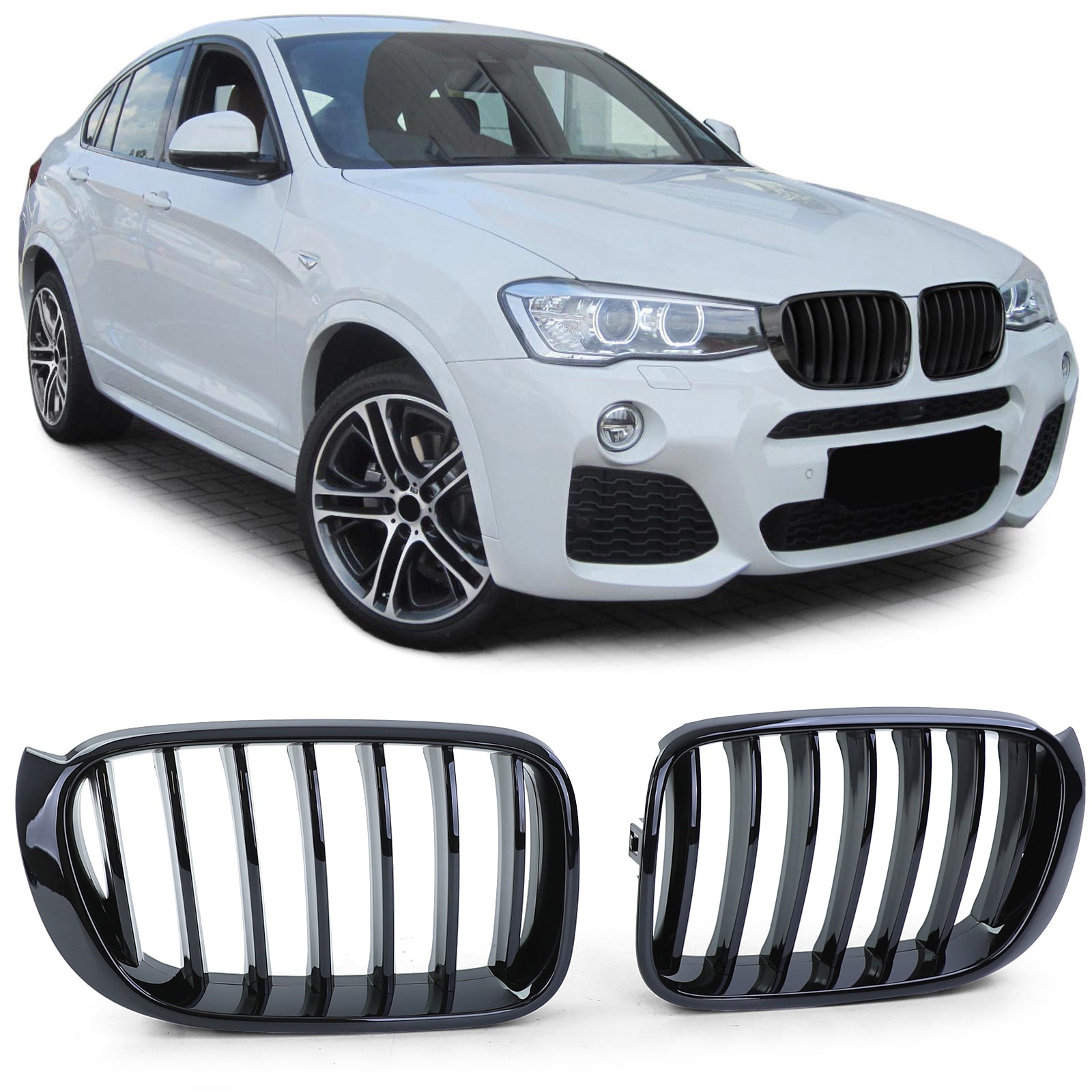 Grile Bara Fata Nari Simple compatibile cu BMW X3 X4 F25 F26 Model LCI ...