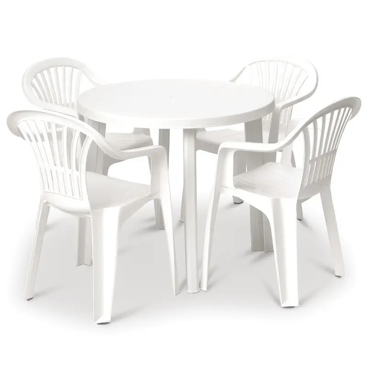 Scaun de gradina alb, material plastic, 56 x 52 x 80 cm - eMAG.ro