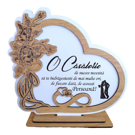 Decoratiune tablou inima, personalizat cu mesaj standard pentru fini ...