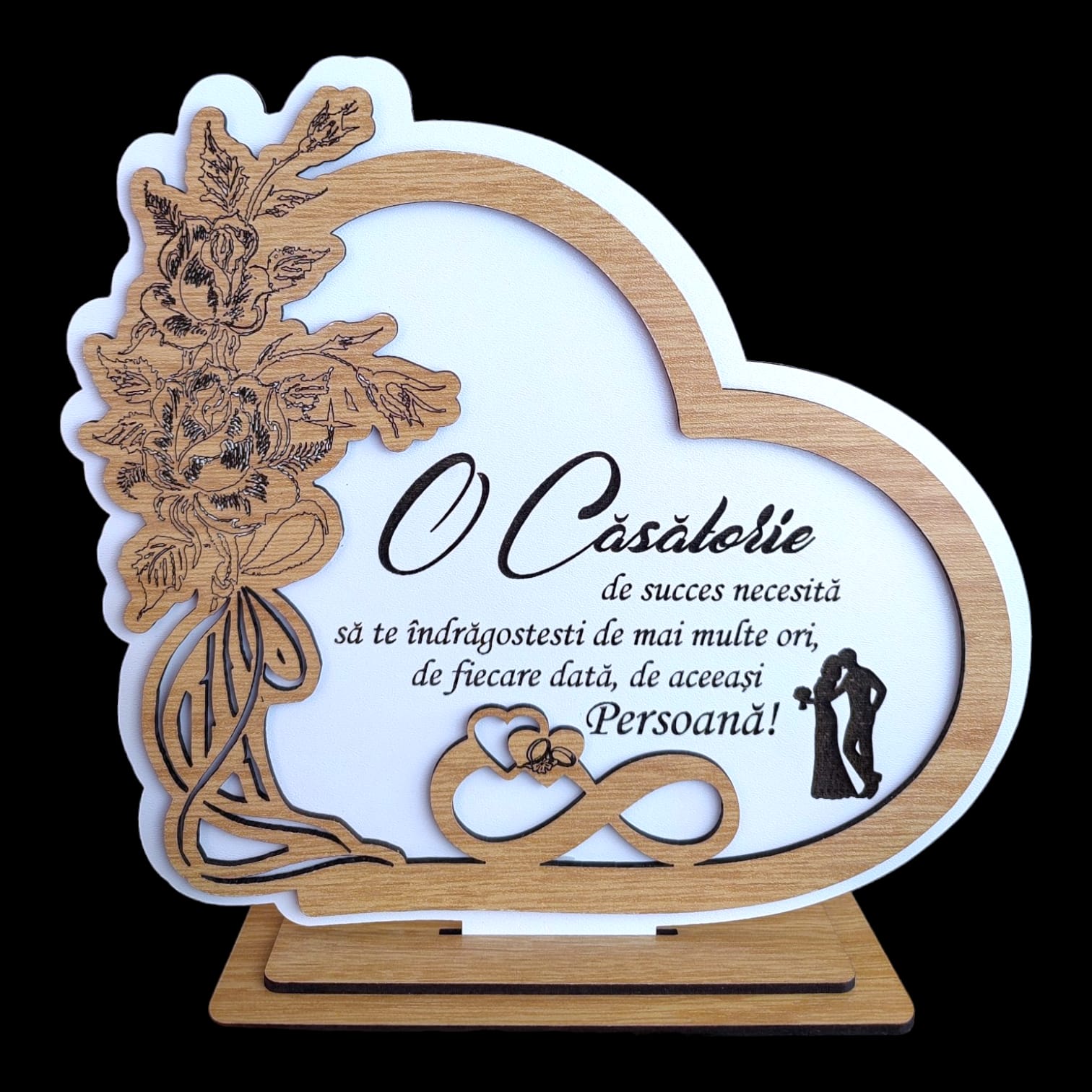 Decoratiune tablou inima, personalizat cu mesaj standard pentru fini ...