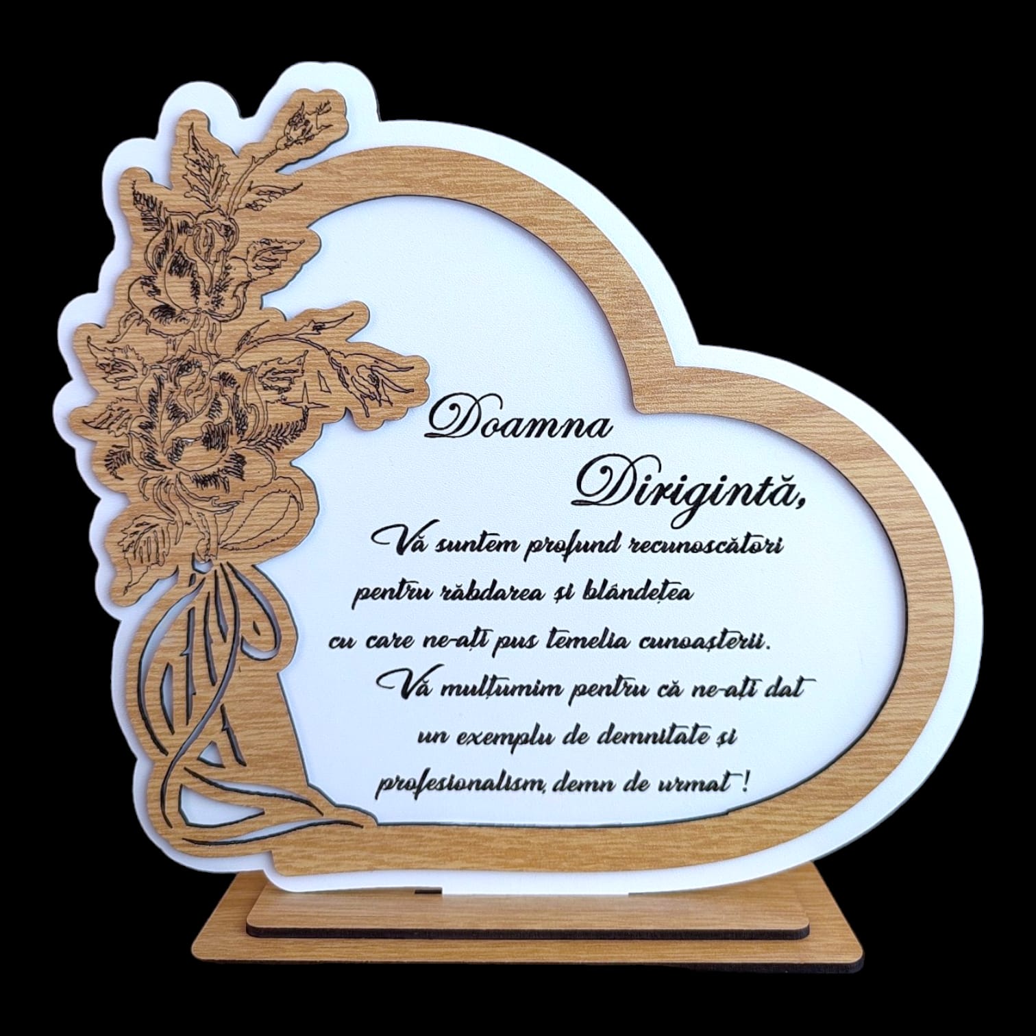 Decoratiune tablou inima, personalizat cu mesaj standard pentru ...
