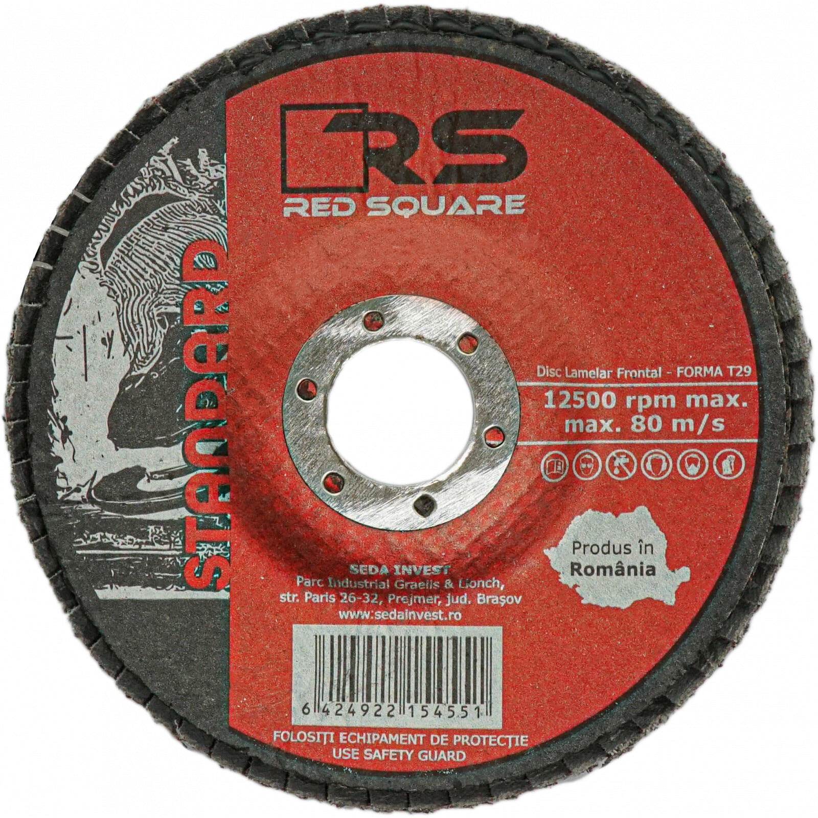 Disc lamelar frontal pentru metal, Red Square Standard, 125 x 22.23 mm, granulatie 120, SET 10 ...